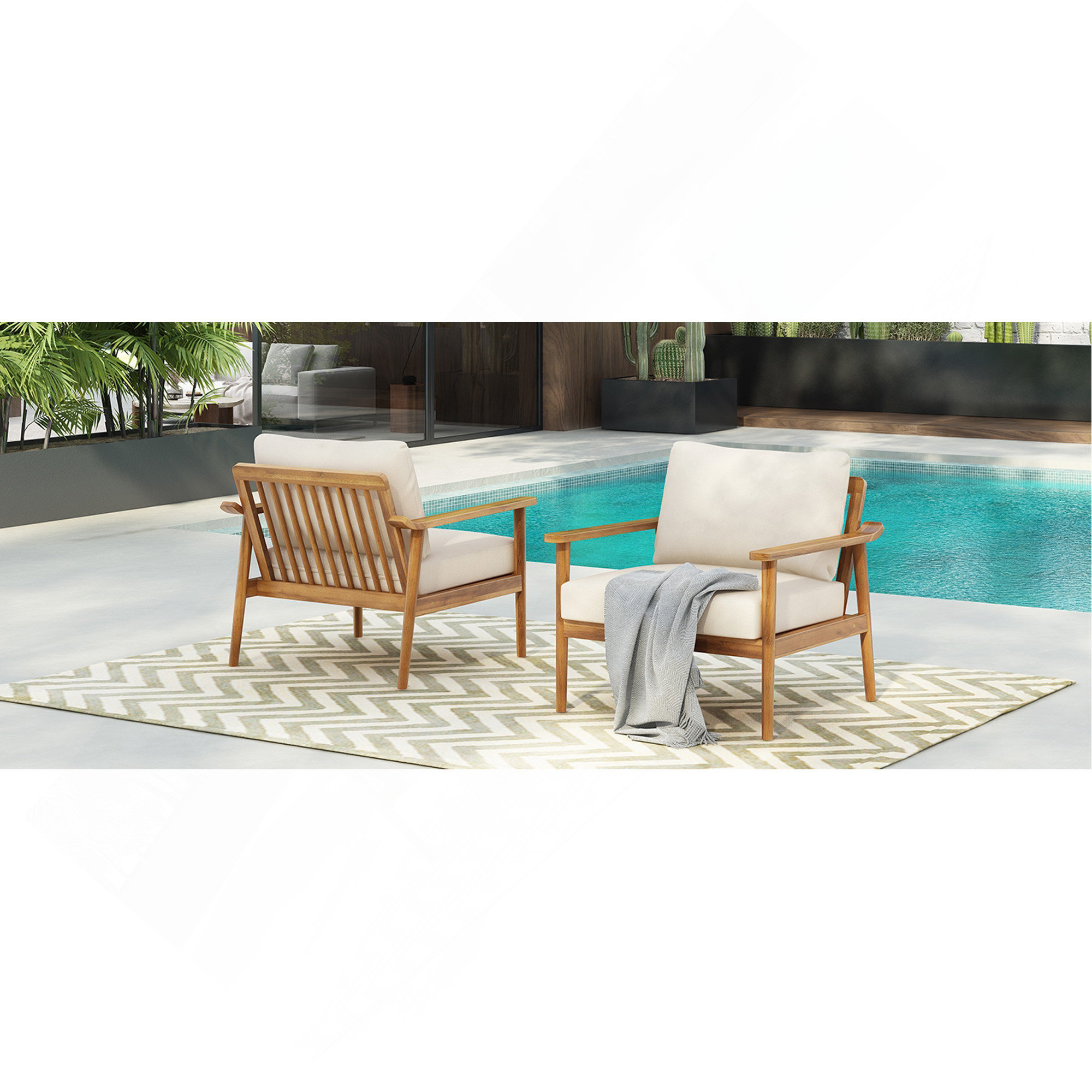 Corrigan Studio® [Set Of 2] Mid-Century Modern Outdoor Lounge Chair ...